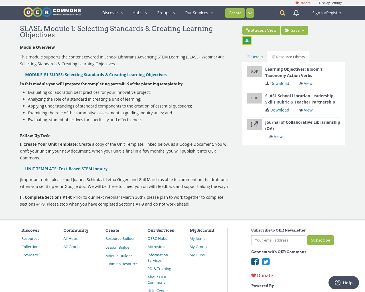 SLASL Module 1: Selecting Standards & Creating Learning Objectives | OER Commons