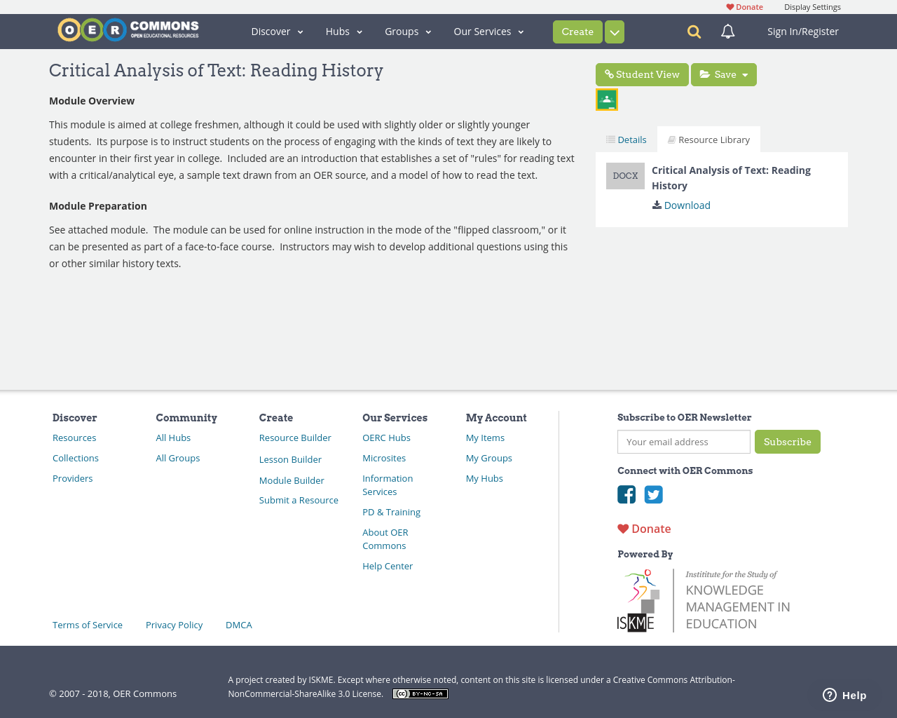 Critical Analysis of Text: Reading History | OER Commons