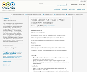 Using Sensory Adjectives to Write Descriptive Paragraphs | OER Commons