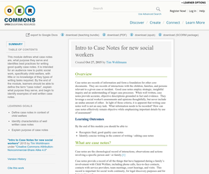 Intro to Case Notes for new social workers | OER Commons