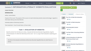 Lesson 1: INFORMATION LITERACY: WEBSITE EVALUATION | OER Commons
