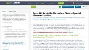 La Naturaleza/Nature Spanish Intermediate Mid | OER Commons