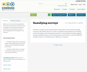 Gamifying surveys | OER Commons