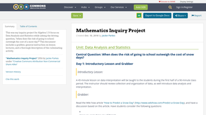 Mathematics Inquiry Project | OER Commons