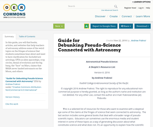 Guide for Debunking Pseudo-Science Connected with Astronomy | OER Commons