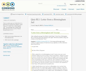 Quiz RI.1 Letter from a Birmingham Jail | OER Commons