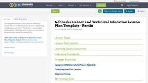 Nebraska Career and Technical Education Lesson Plan Template - Remix | OER Commons
