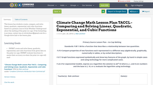 Climate Change Math Lesson Plan TACCL - Comparing and Solving Linear ...