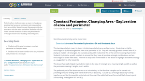 Constant Perimeter, Changing Area - Exploration of area and perimeter ...