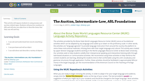 The Auction, Intermediate-Low, ASL Foundations | OER Commons