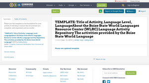 TEMPLATE: Title of Activity, Language Level, LanguageAbout the Boise State World Languages ...