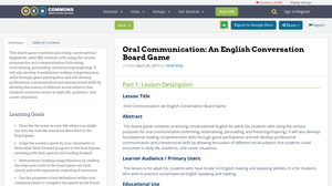 Oral Communication: An English Conversation Board Game | OER Commons