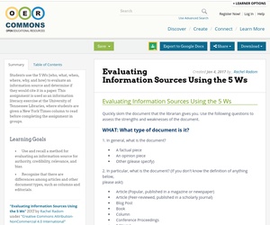 Evaluating Information Sources Using the 5 Ws | OER Commons