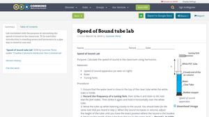 Speed of Sound tube lab | OER Commons