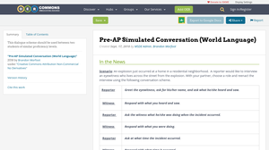 Pre-AP Simulated Conversation (World Language) | OER Commons