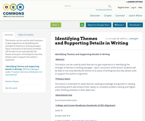 Identifying Themes and Supporting Details in Writing | OER Commons