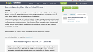 Remote Learning Plan: Macbeth Act 1 | Grade 12 | OER Commons