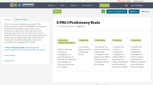3-PS2-1 Proficiency Scale | OER Commons