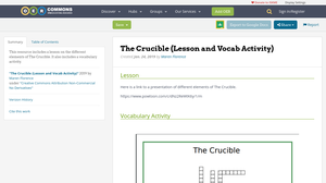 The Crucible (Lesson and Vocab Activity) | OER Commons