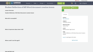 Student Reflection of MS Word document creation lesson | OER Commons