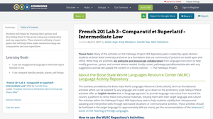 French Level 3, Activity 03: Comparatif et Superlatif / Comparative and ...