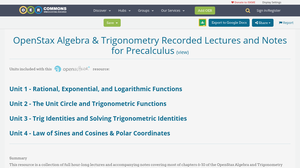 OpenStax Algebra & Trigonometry Recorded Lectures and Notes for ...