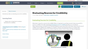 Evaluating Sources for Credibility | OER Commons