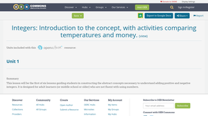 Integers: Introduction to the concept, with activities comparing ...