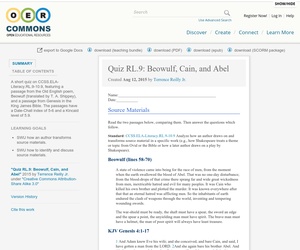 Quiz RL.9: Beowulf, Cain, and Abel | OER Commons