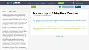 Representing and Solving Linear Functions | OER Commons