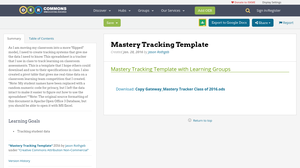 Mastery Tracking Template | OER Commons