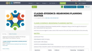 CLAIMS–EVIDENCE–REASONING PLANNING MATRIX | OER Commons