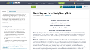Earth Day: An Interdisciplinary Unit | OER Commons