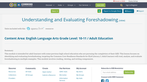 Understanding and Evaluating Foreshadowing | OER Commons