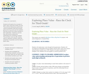 Exploring Place Value - Race the Clock for Third Grade! | OER Commons