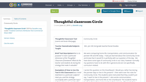 Thoughtful classroom Circle | OER Commons