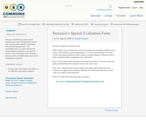 Persuasive Speech Evaluation Form | OER Commons