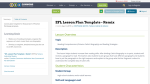 EFL Lesson Plan Template - Remix | OER Commons