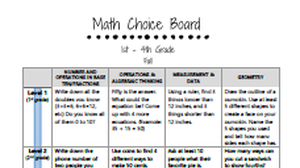 Math Choice Boards: 1st - 4th Grade (Fall Edition) | OER Commons