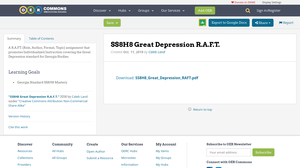 SS8H8 Great Depression R.A.F.T. | OER Commons