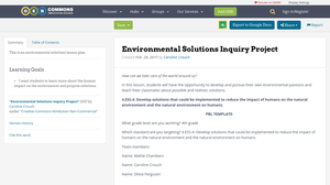 Environmental Solutions Inquiry Project | OER Commons