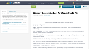 Literacy Lesson: As Fast As Words Could Fly | OER Commons