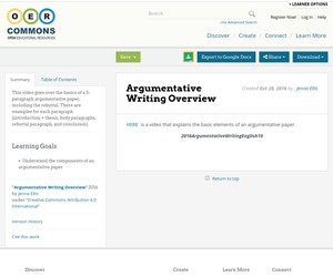 Argumentative Writing Overview | OER Commons