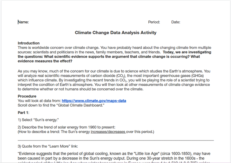 Climate Change Data Analysis | OER Commons