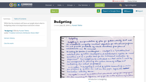 Budgeting | OER Commons