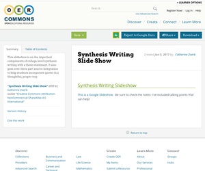 Synthesis Writing Slide Show | OER Commons