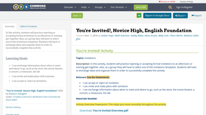 You're Invited!, Novice High, English Foundation | OER Commons