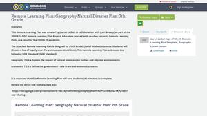 Remote Learning Plan: Geography Natural Disaster Plan: 7th Grade | OER ...