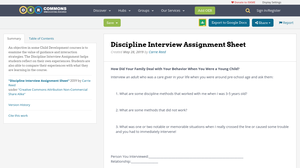 Discipline Interview Assignment Sheet | OER Commons