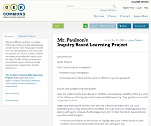 Mr. Paulson's Inquiry Based Learning Project | OER Commons